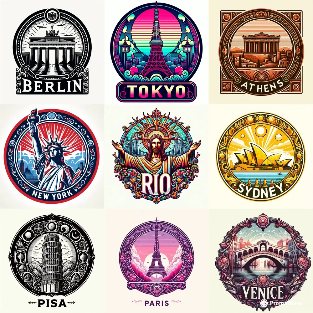 Landmark Icons Surreal Designs DALL·E Prompt | PromptBase