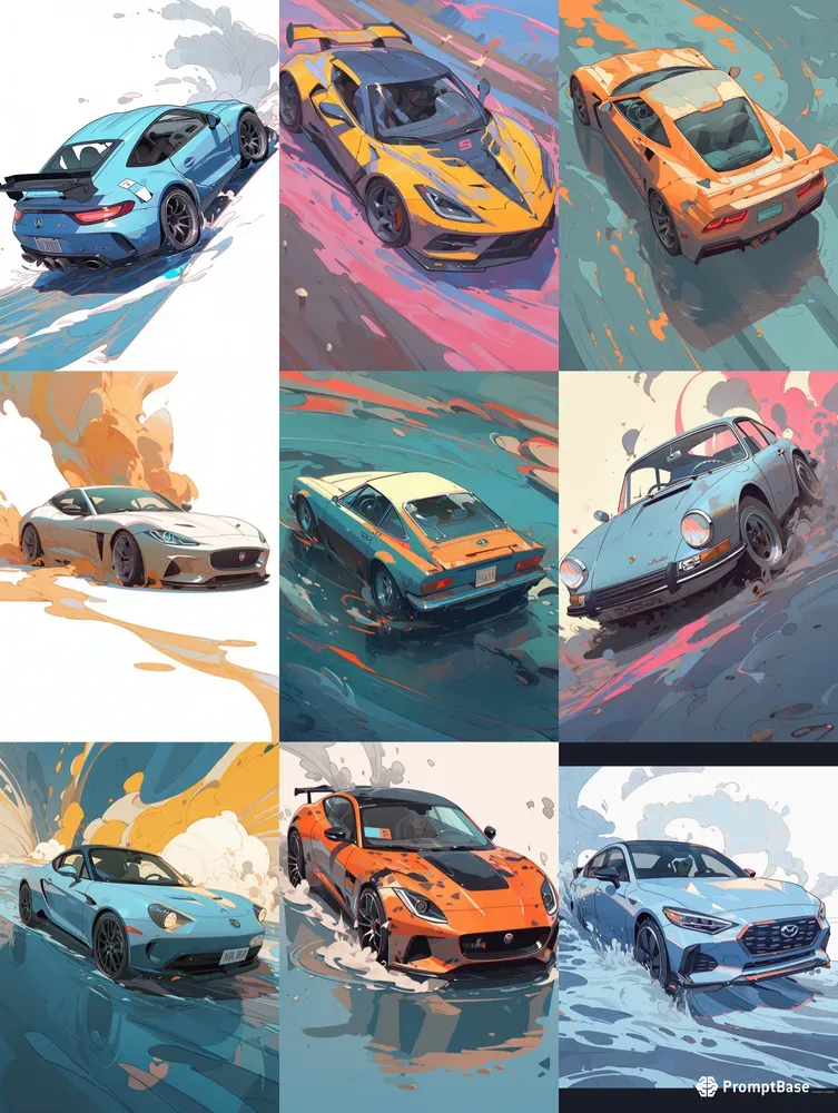 Graphic Vectoriel Stylized Cars Dynamics Midjourney Prompt | PromptBase