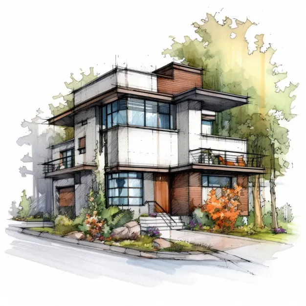 Architectural Design Sketches Midjourney Prompt | PromptBase