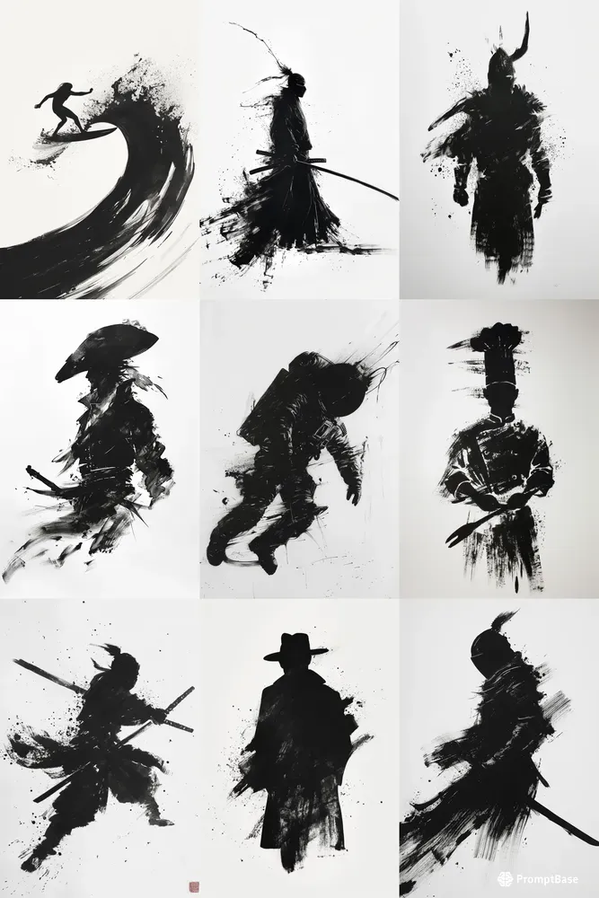 Ink Paintings Of Shadows Midjourney Prompt | PromptBase