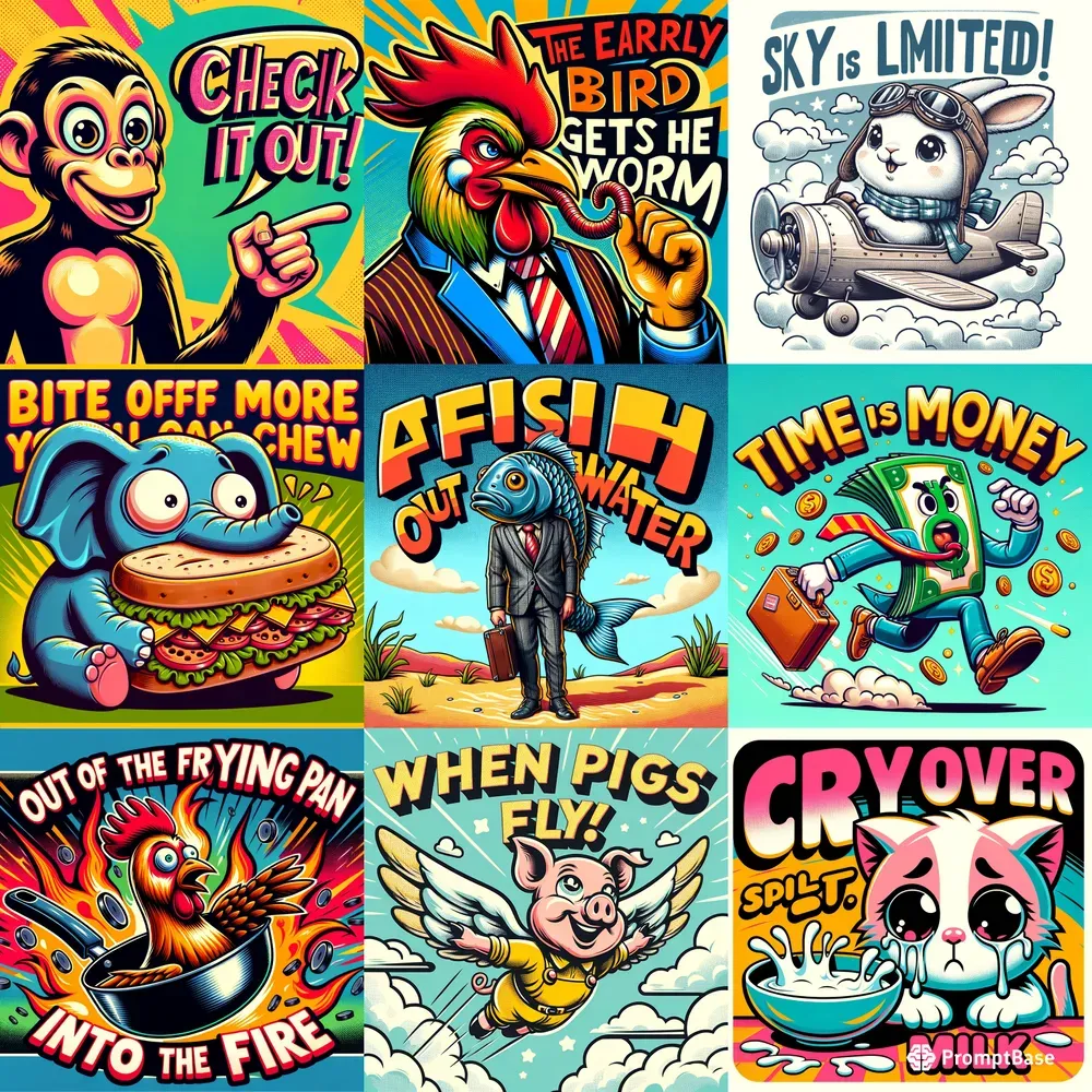 Anthropomorphic Pop Art With Text DALL·E Prompt | PromptBase