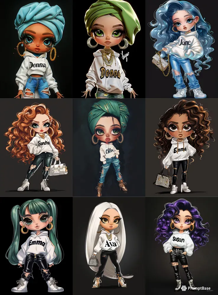 Chibi Style Cute 3D Avatar With Names Midjourney Prompt | PromptBase