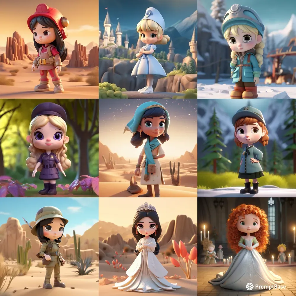 Disney Princesses In Custom Outfits Midjourney Prompt | PromptBase