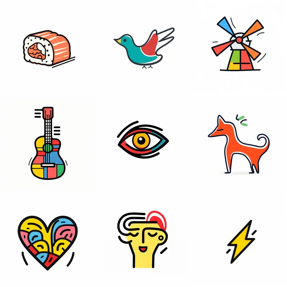 Colorful Hand Drawn Doodle Logos Midjourney Prompt | PromptBase