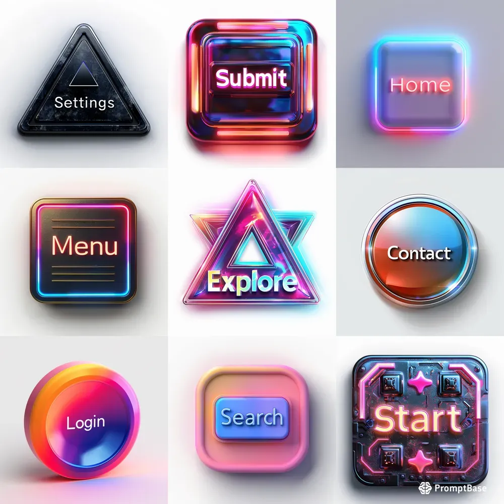 Web Ui Buttons Midjourney Prompt | PromptBase