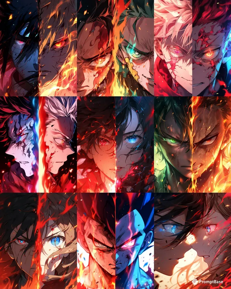 Epic Rival Anime Characters Midjourney Prompt | PromptBase