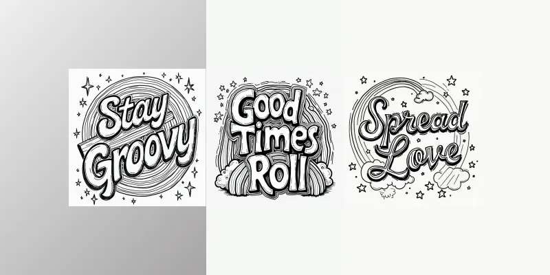 Retro Groovy Quote Coloring Page Generator App | PromptBase