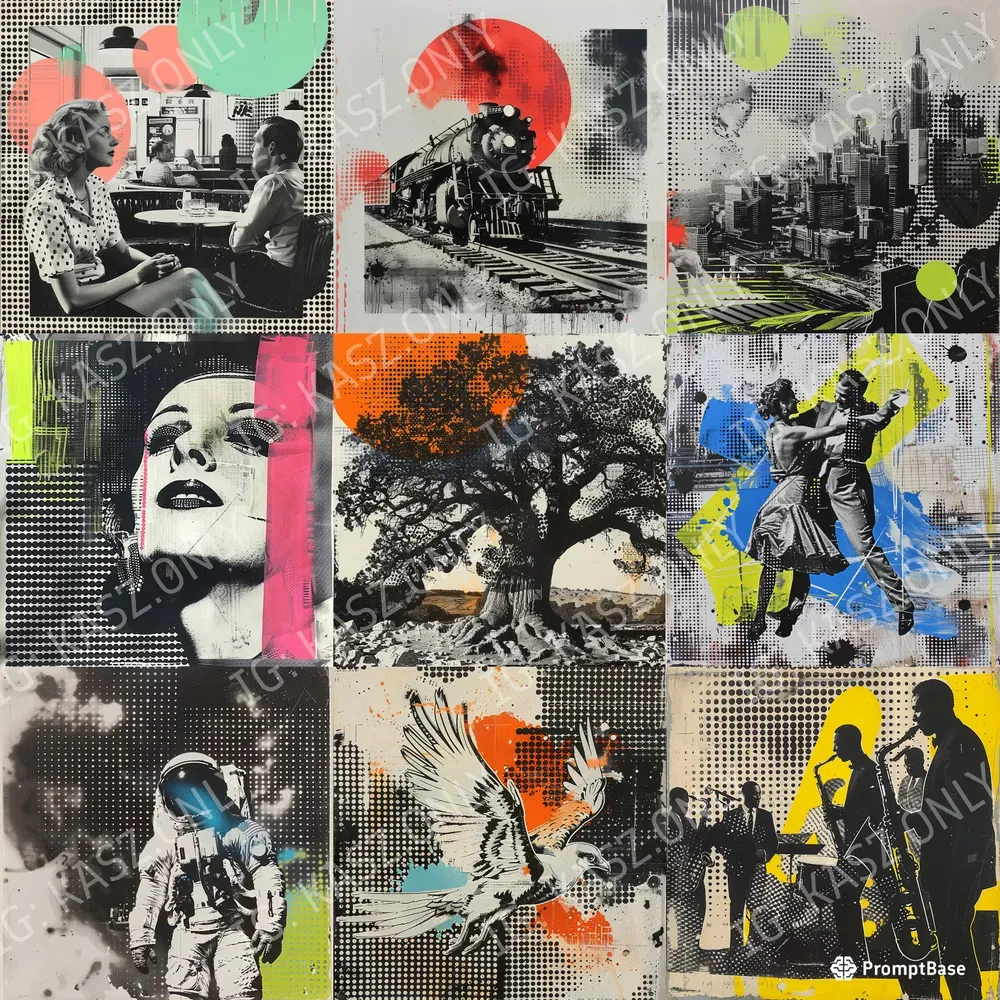 Retro Punk Fusion Collage Art Makers Midjourney Prompt | PromptBase