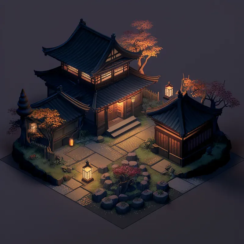 Japanese 3D Game Buildings Assets Midjourney Prompt | PromptBase