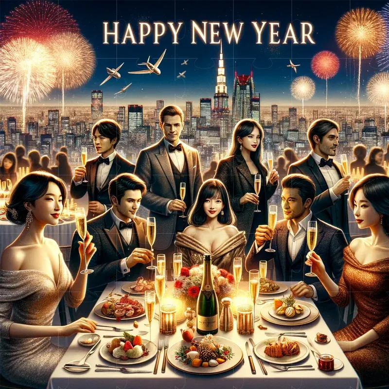 Happy New Year Celebration Postcards DALL·E Prompt | PromptBase