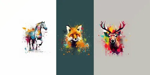 Simple Paint Splatter Animal Designs Midjourney Prompt | PromptBase