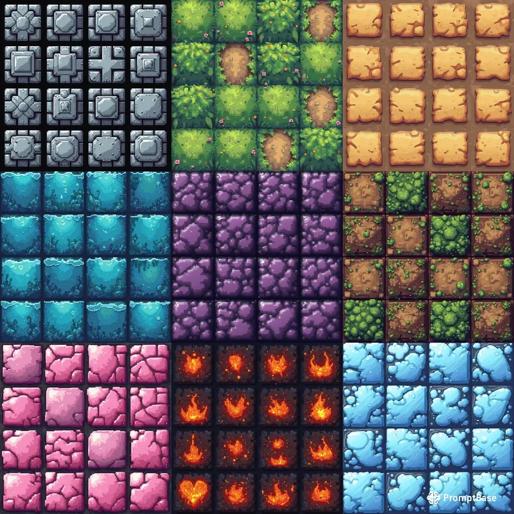 Pixel Art Game World Tile Sets FLUX Prompt | PromptBase
