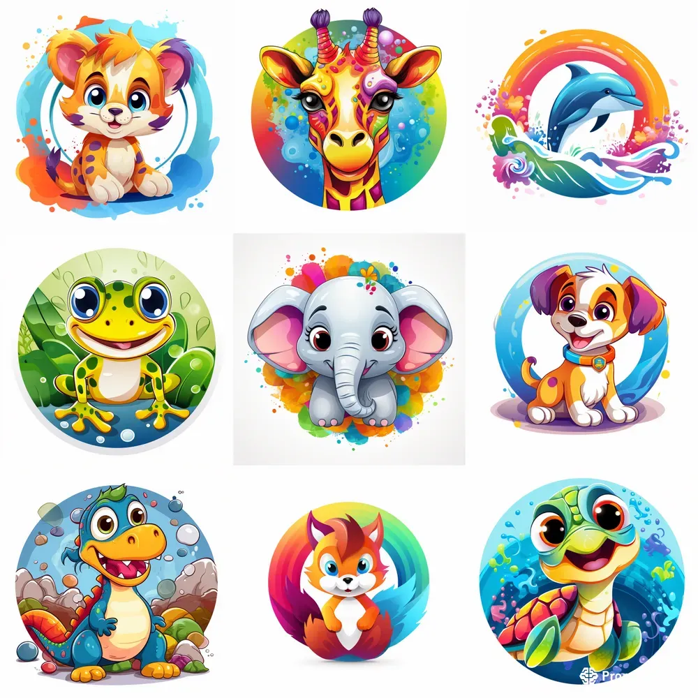 Cute Colourful Adorable Animals Mascots Midjourney Prompt | PromptBase