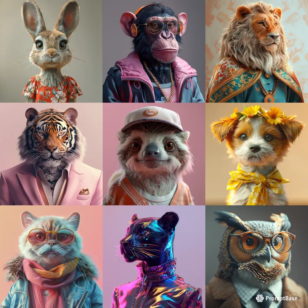 Dapper Animal Renders Midjourney Prompt | PromptBase