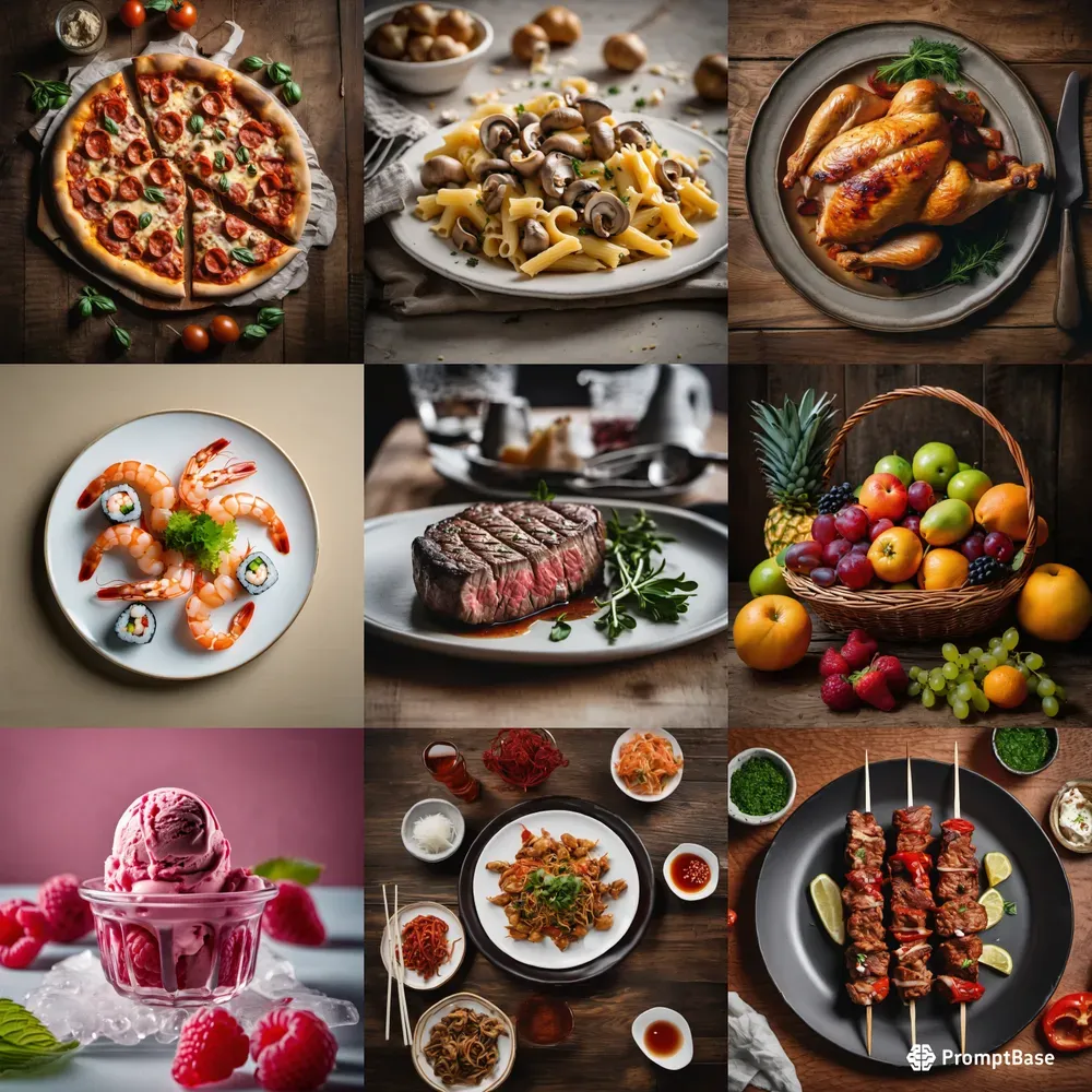 Super Realistic Foods On The Table Stable Diffusion Prompt | PromptBase