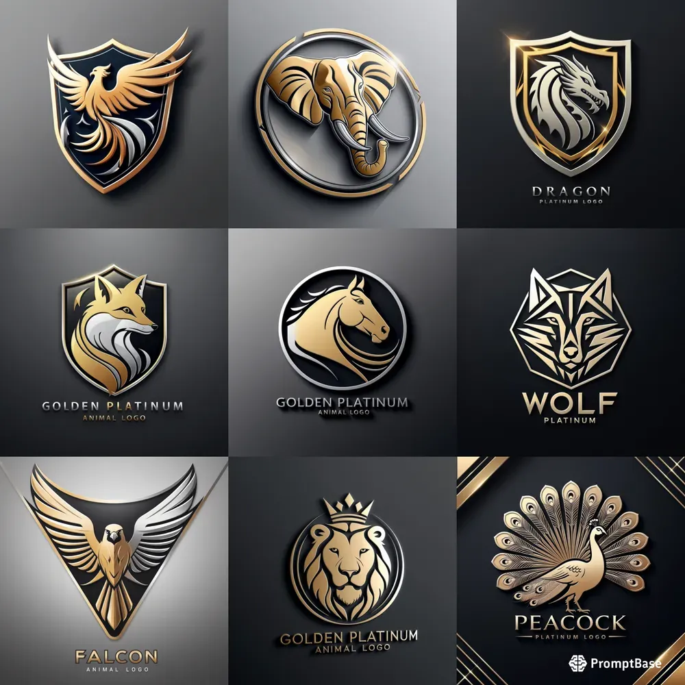 Golden Platinum Animal Logo Designs Leonardo Ai Prompt | PromptBase