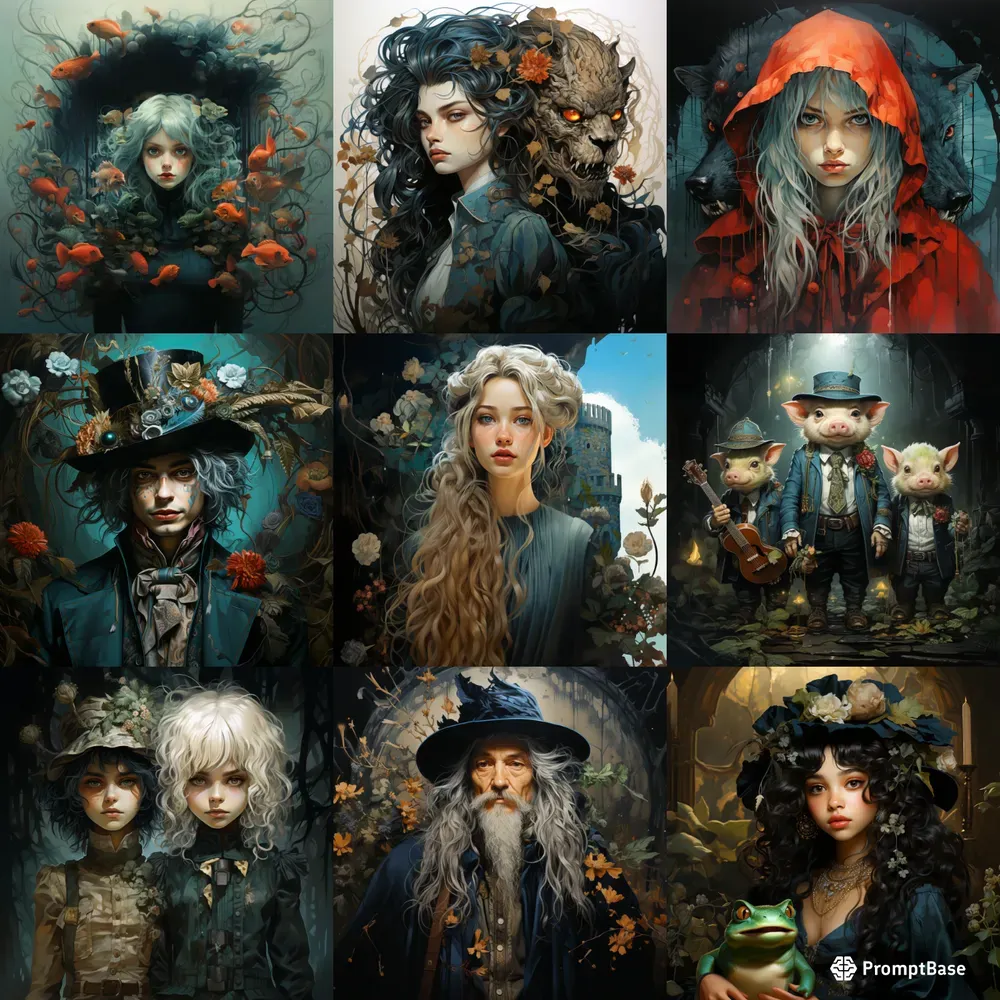 Contemporary Storybook Characters Midjourney Prompt | PromptBase