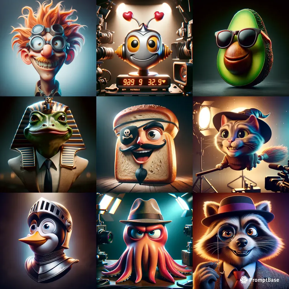Cinematic Cartoon Caricatures DALL·E Prompt | PromptBase