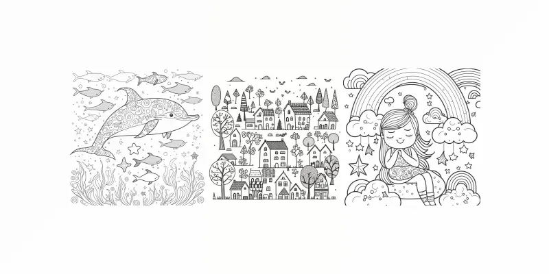 Fun Coloring Book Pages For Kids Midjourney Prompt | PromptBase