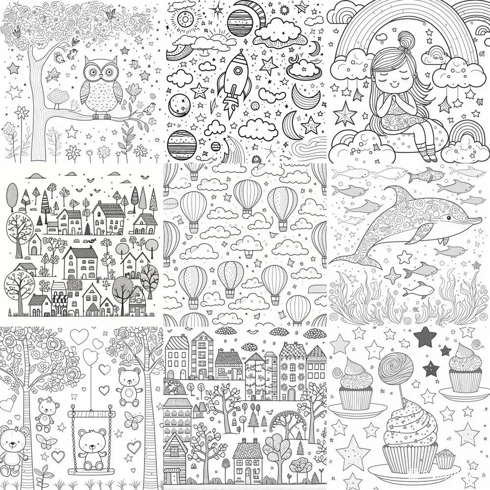 Fun Coloring Book Pages For Kids Midjourney Prompt | PromptBase