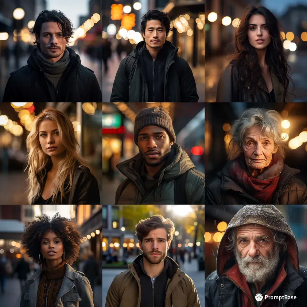 Street Photography Portraits Stock Image Midjourney Prompt | PromptBase