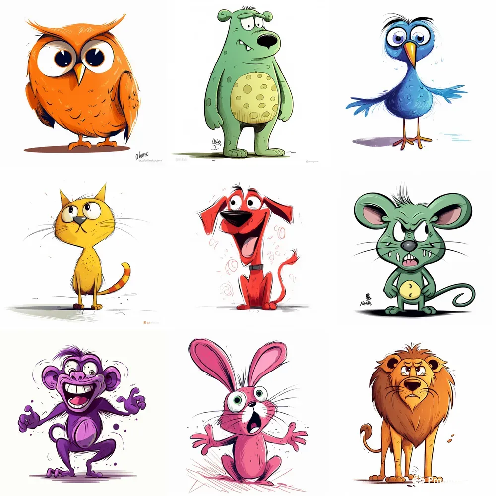 Cartoon Animals With Emotions Midjourney Prompt | PromptBase