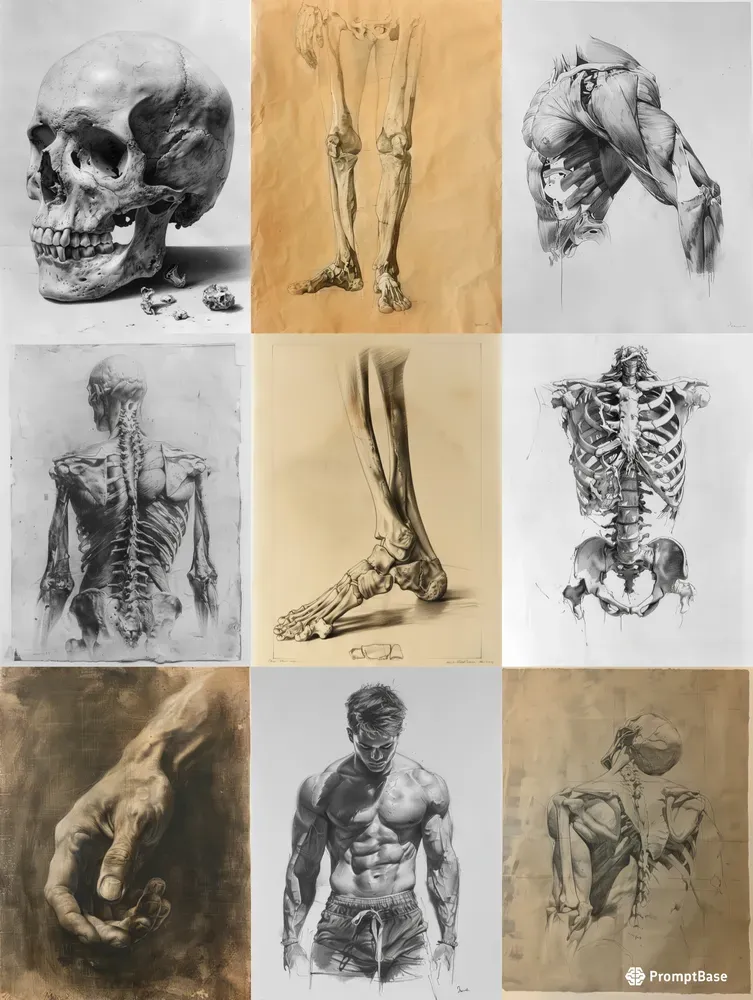 Artistic Anatomy Study Drawings Midjourney Prompt | PromptBase