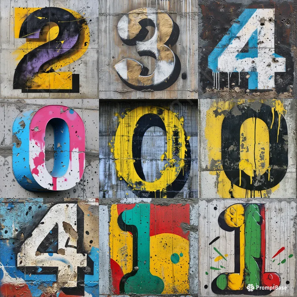 Graffiti Style Letters And Numbers Midjourney Prompt | PromptBase