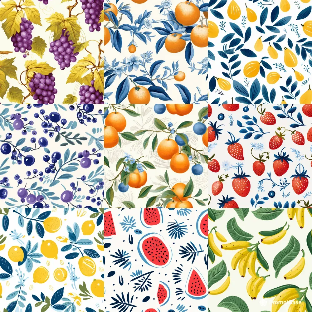 Minimalistic Fruity Patterns Midjourney Prompt | PromptBase