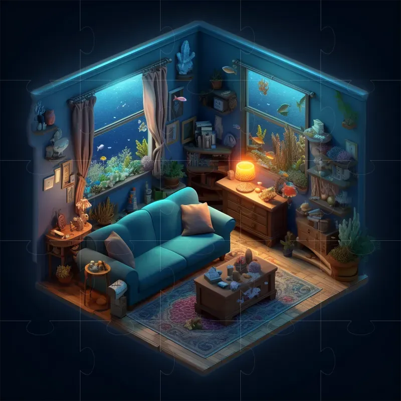 Isometric Living Rooms Midjourney Prompt | PromptBase