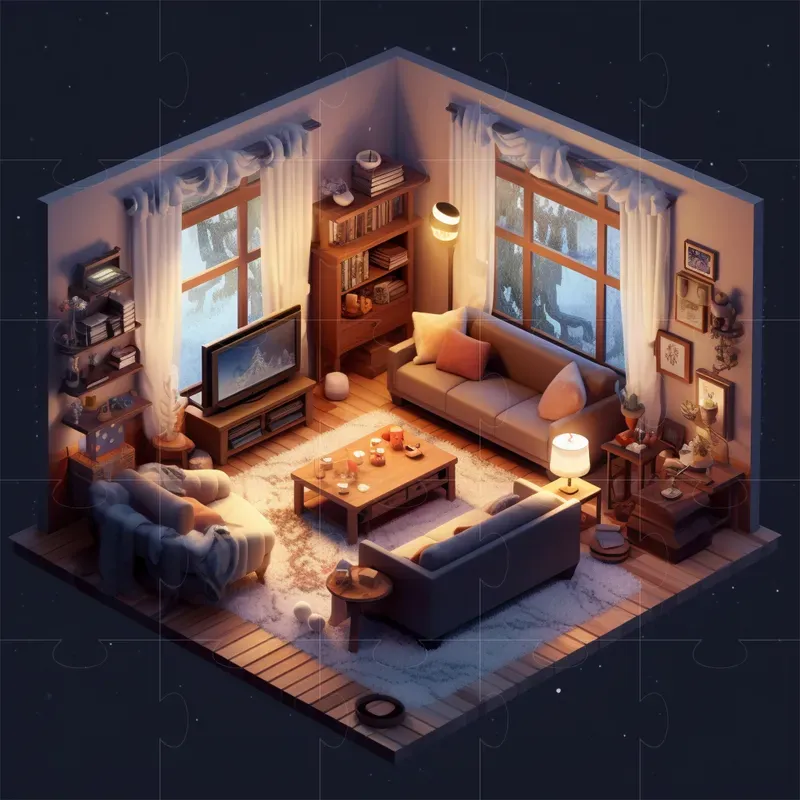 Isometric Living Rooms Midjourney Prompt | PromptBase