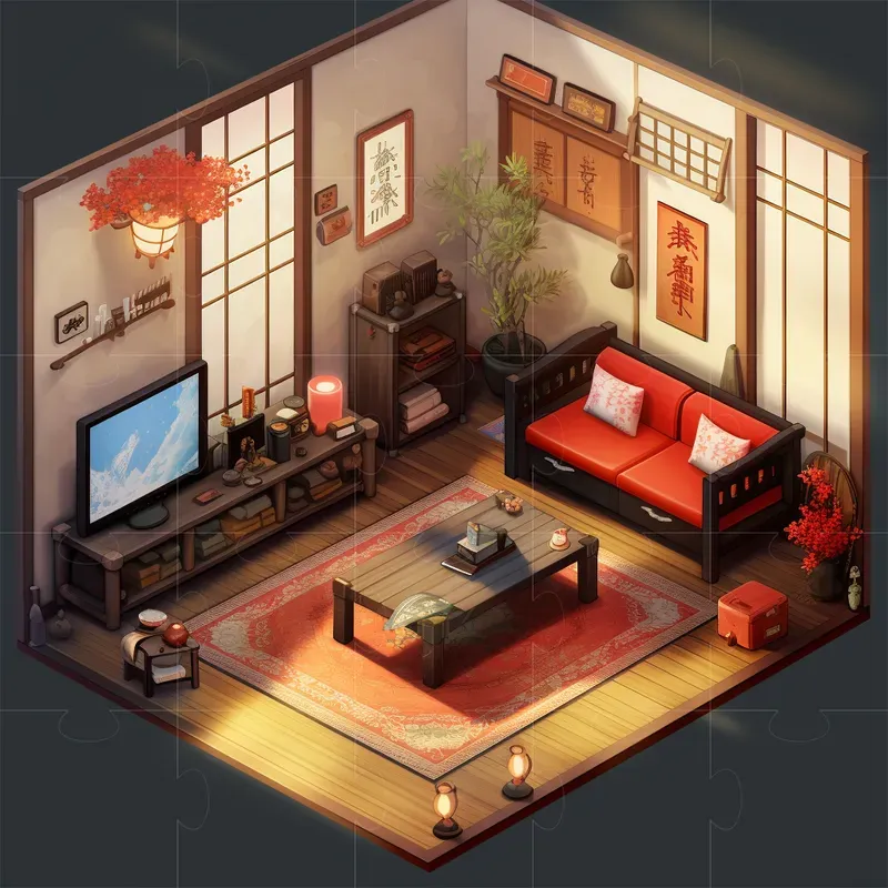 Isometric Living Rooms Midjourney Prompt | PromptBase