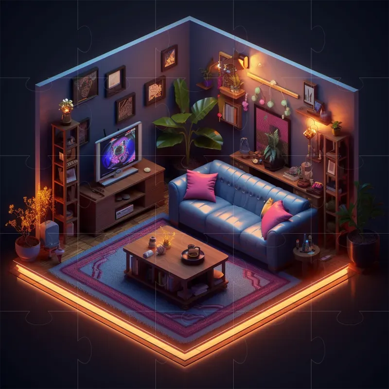 Isometric Living Rooms Midjourney Prompt | PromptBase