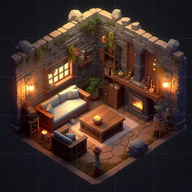 Isometric Living Rooms Midjourney Prompt | PromptBase