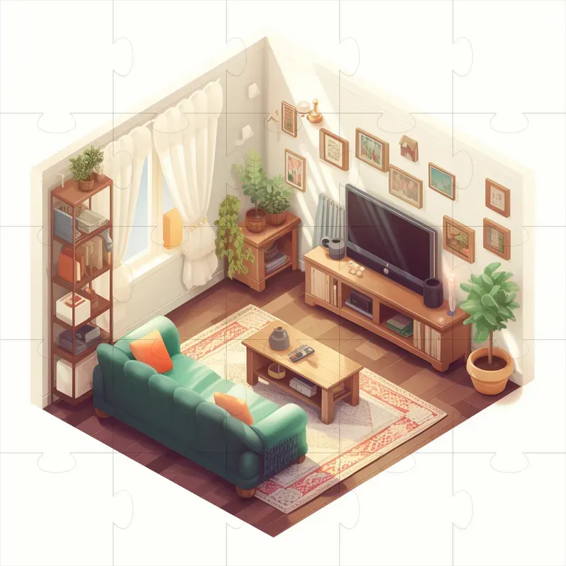 Isometric Living Rooms Midjourney Prompt | PromptBase