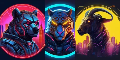 Animals Synthwave Artworks Midjourney Prompt | PromptBase