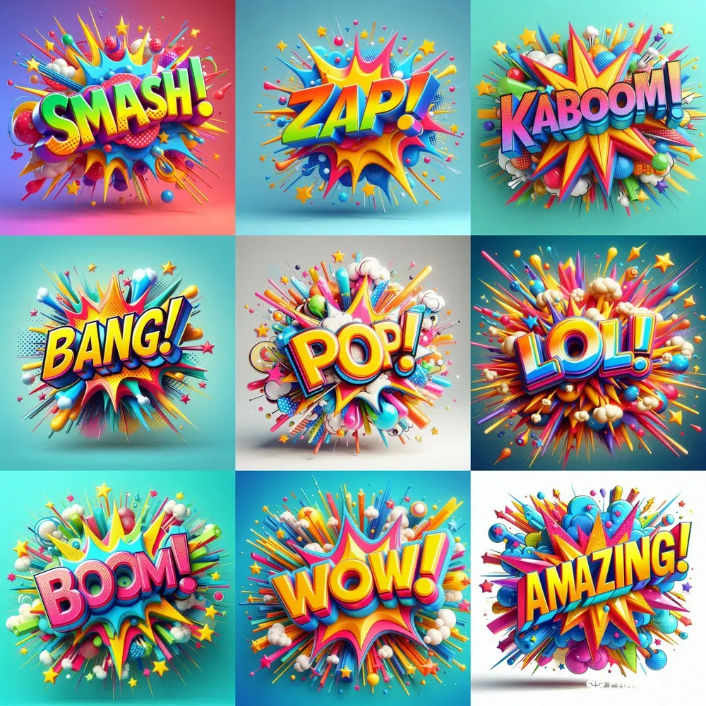 Explosive Pop Art Texts DALL·E Prompt | PromptBase