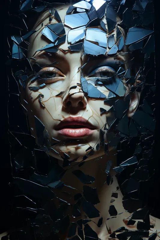 Shattered Mirror Portraits Midjourney Prompt | PromptBase