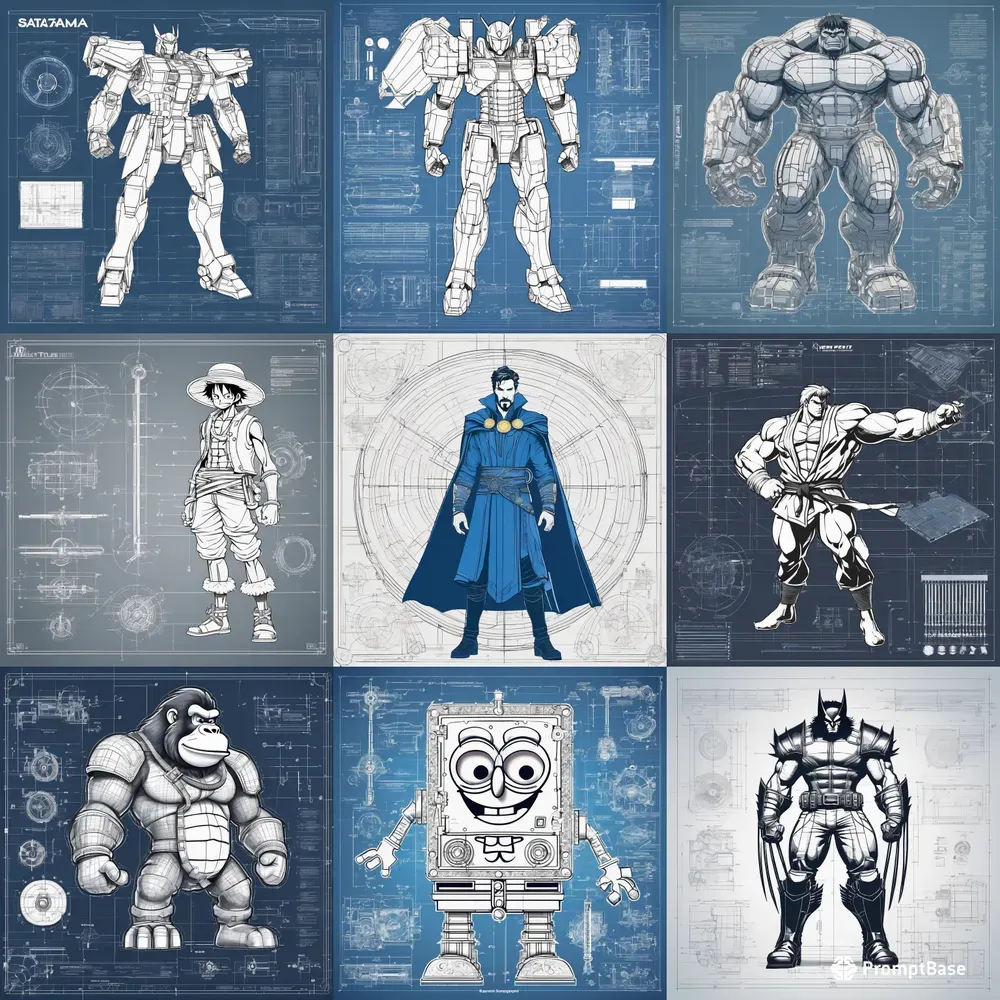 Blueprint Characters Stable Diffusion Prompt | PromptBase