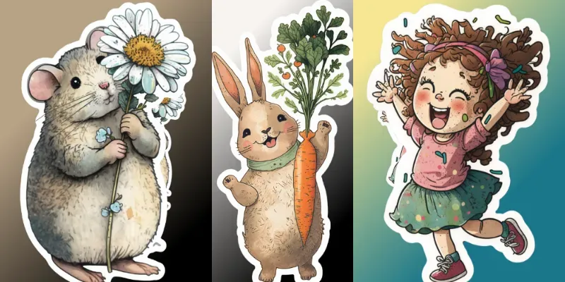 Stickers Of Watercolor Illustrations Midjourney Prompt | PromptBase