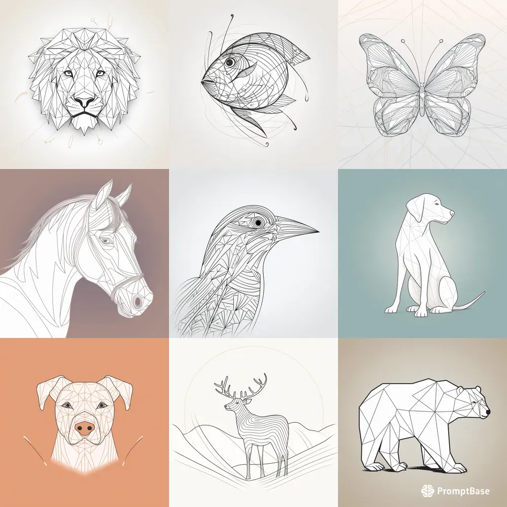 Minimalist Line Art Animals Midjourney Prompt | PromptBase