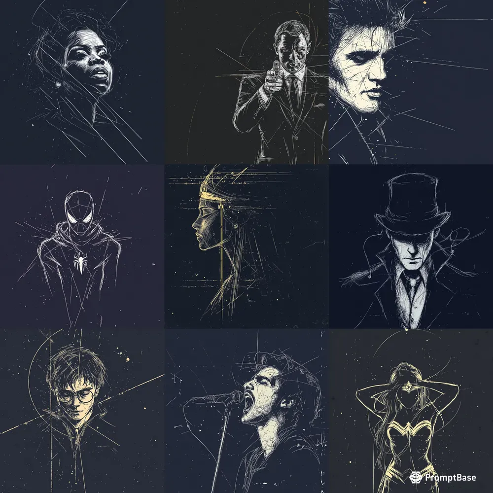 Graphite Scratch Frames Midjourney Prompt | PromptBase