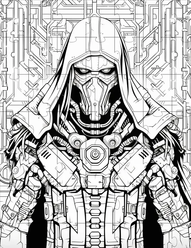 Coloring Pages Adults Cyberpunk Theme Midjourney Prompt | PromptBase