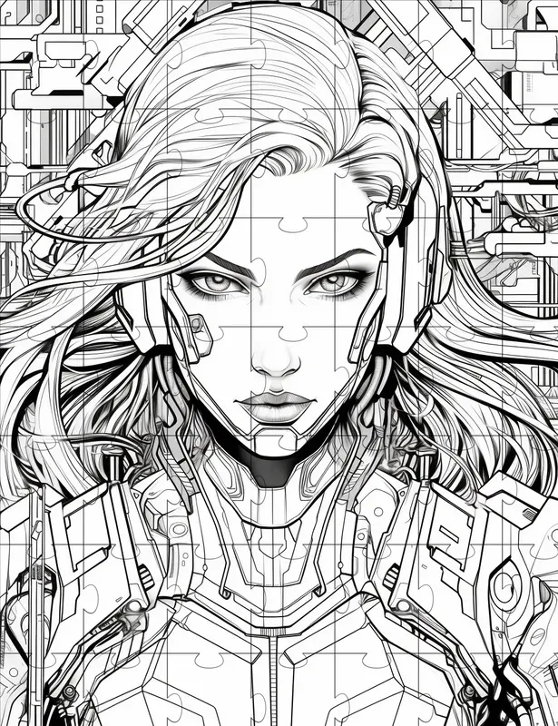 Coloring Pages Adults Cyberpunk Theme Midjourney Prompt | PromptBase
