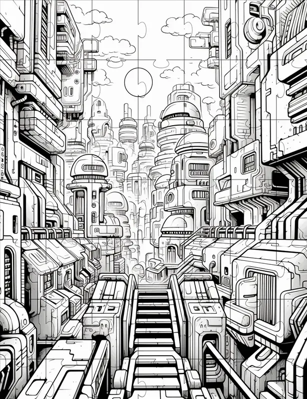 Coloring Pages Adults Cyberpunk Theme Midjourney Prompt | PromptBase