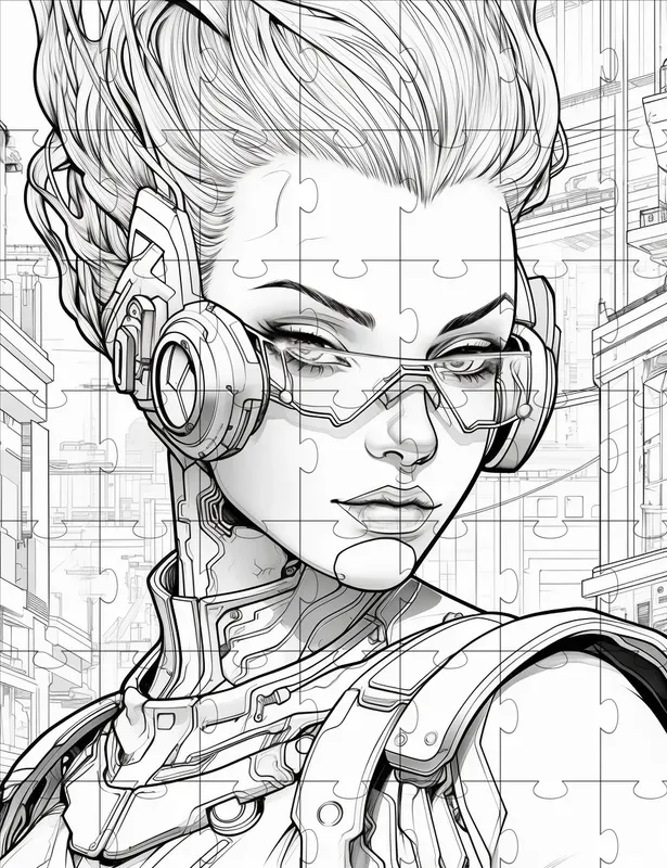 Coloring Pages Adults Cyberpunk Theme Midjourney Prompt | PromptBase