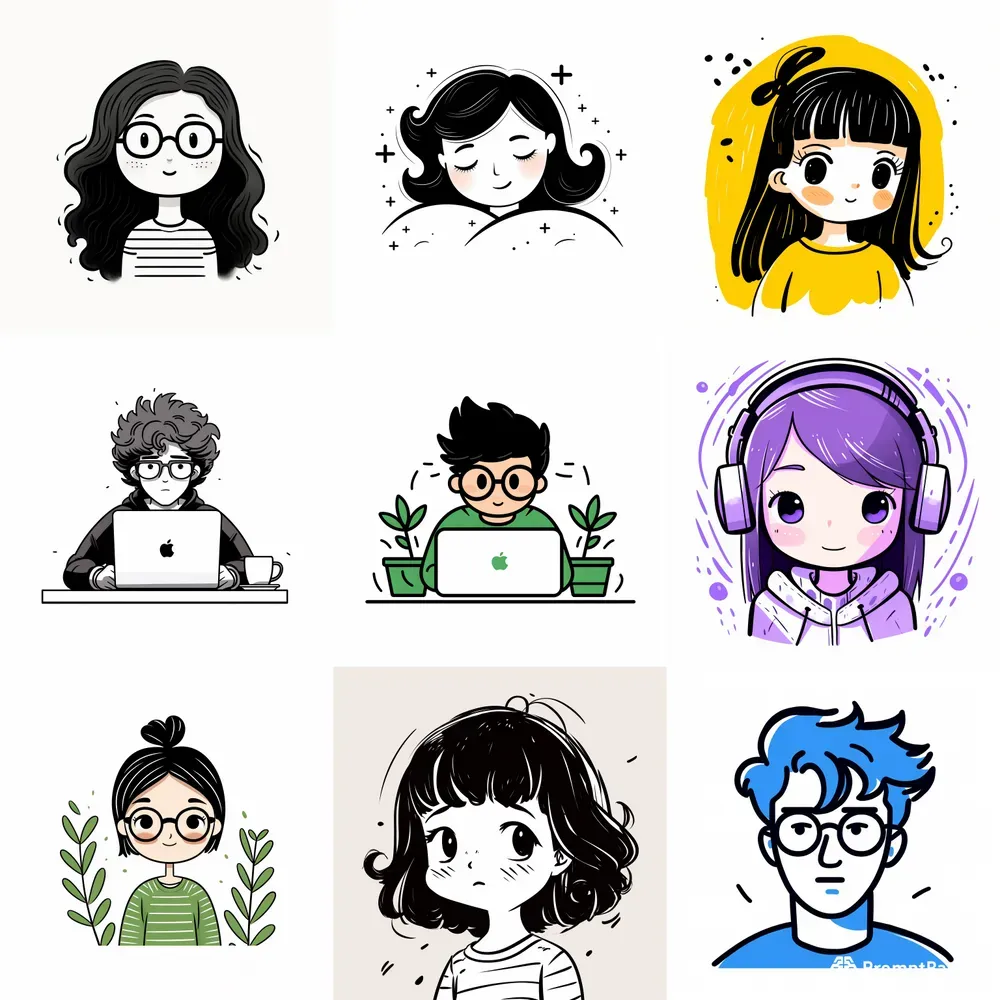 Minimalist Notion Style Avatars Midjourney Prompt | PromptBase