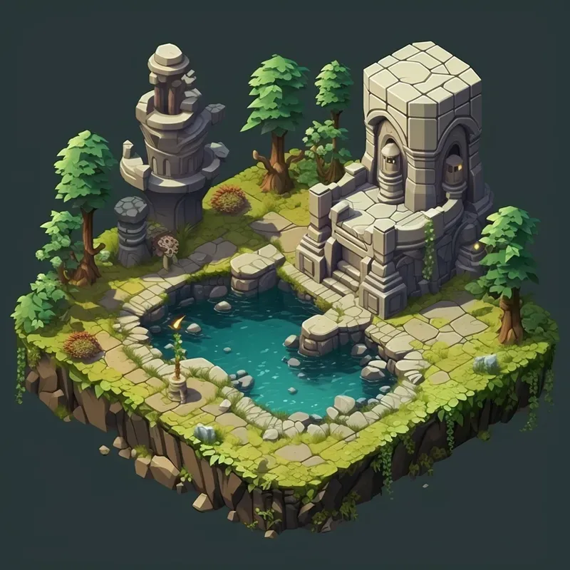 Isometric Game Landscapes Midjourney Prompt | PromptBase