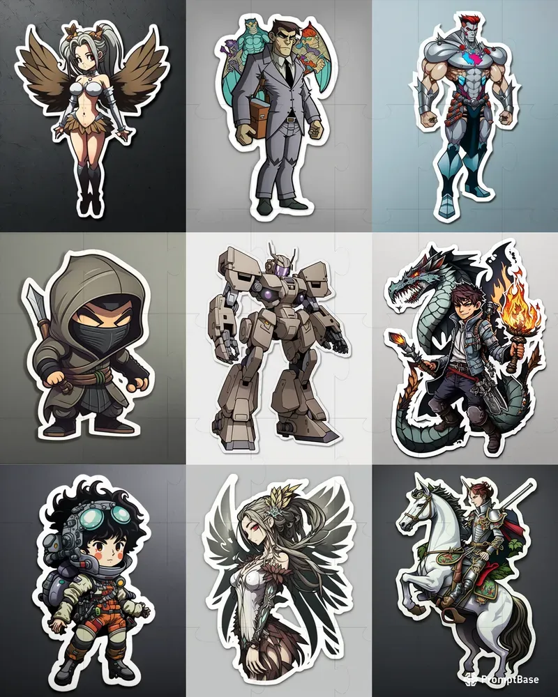 Anime Character Stickers Midjourney Prompt | PromptBase