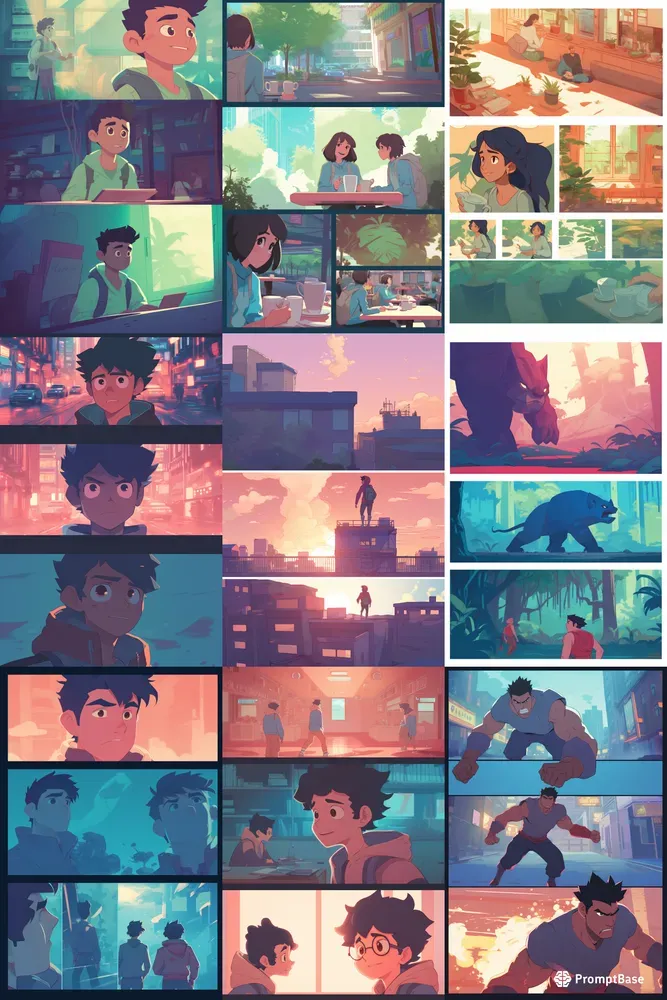 2D Animation Comic Book Pages Midjourney Prompt | PromptBase
